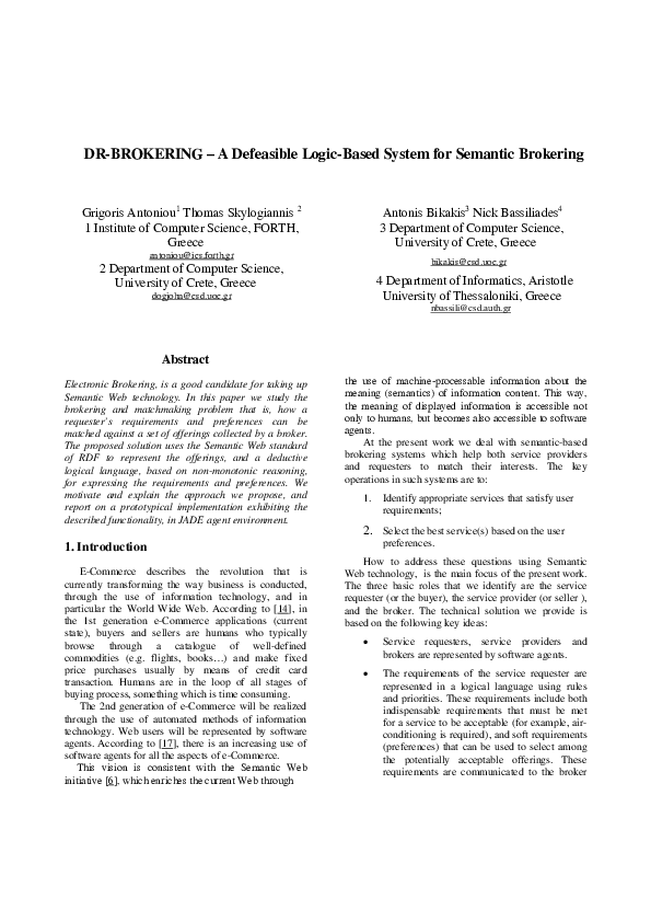 (PDF) DR-BROKERING - A Defeasible Logic-Based System for Semantic Brokering | Nick Bassiliades ...