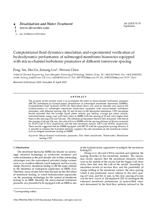 Pdf Computational Fluid Dynamics Simulation And Experimental