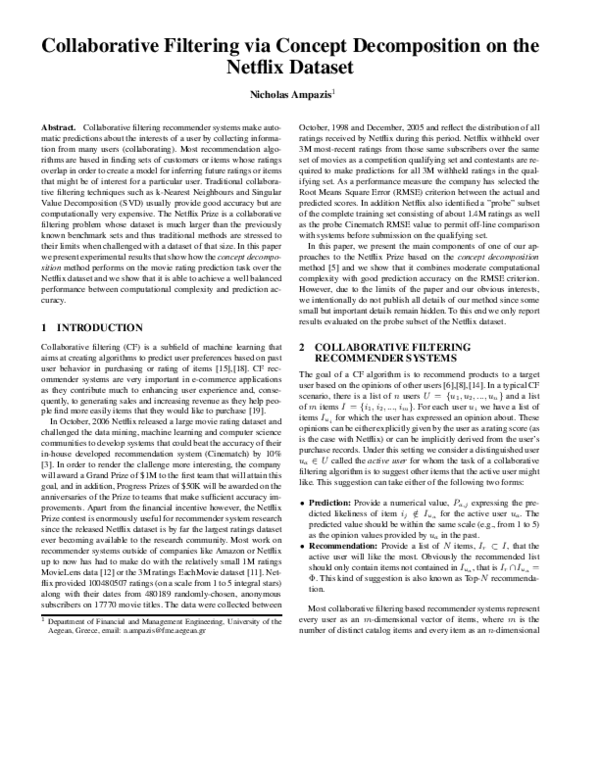 (PDF) Collaborative Filtering via Concept Decomposition on the Netflix ...