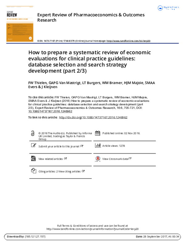 (PDF) How to prepare a systematic review of economic evaluations for ...