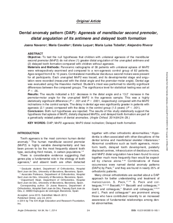 (PDF) Dental anomaly pattern (DAP): Agenesis of mandibular second ...