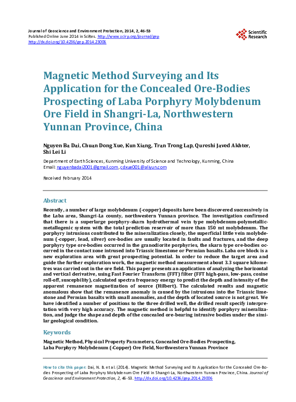 (PDF) Magnetic Method Surveying and Its Application for the Concealed ...