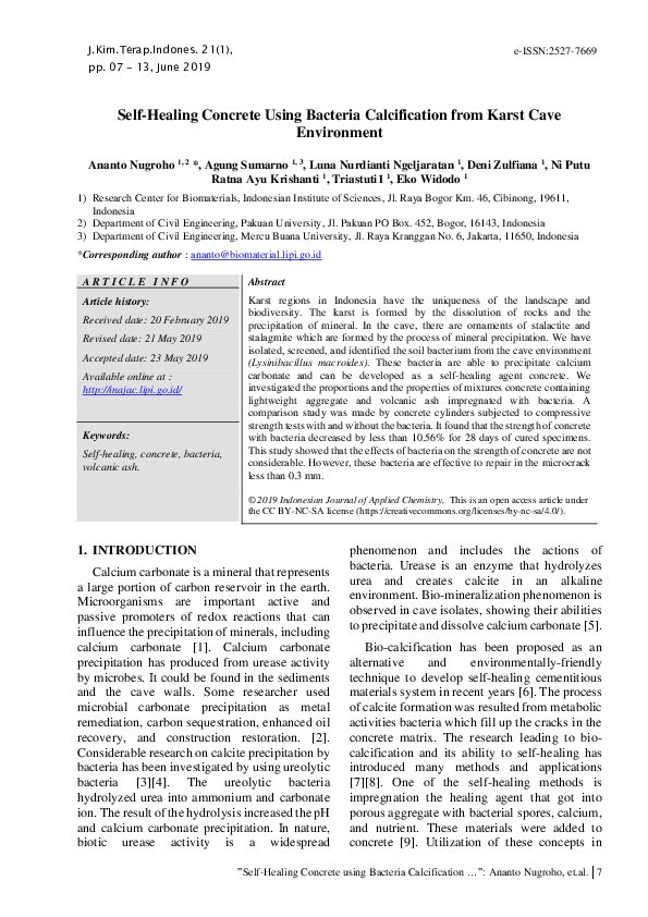 (PDF) Self-Healing Concrete Using Bacteria Calcification from Karst ...