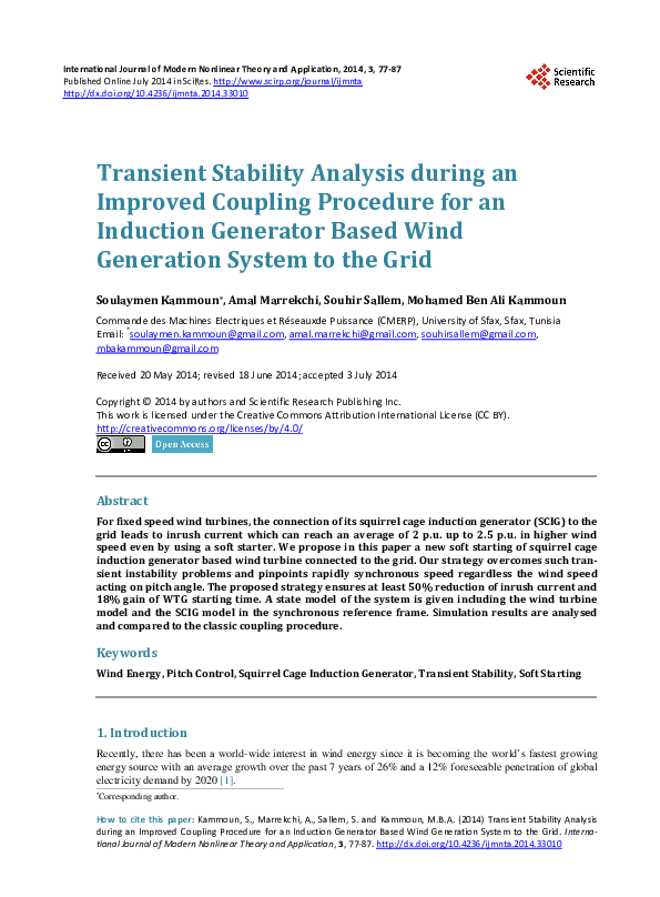 (PDF) Transient Stability Analysis during an Improved Coupling Procedure for an Induction ...