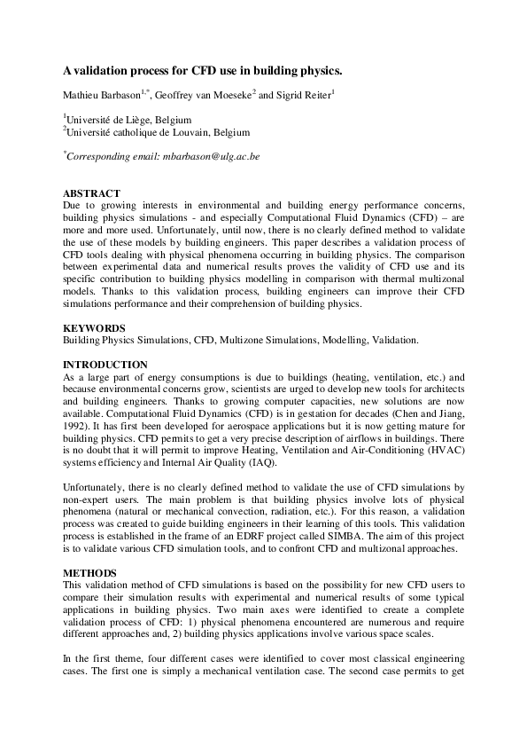 (PDF) A validation process for CFD use in building physics | Sigrid ...