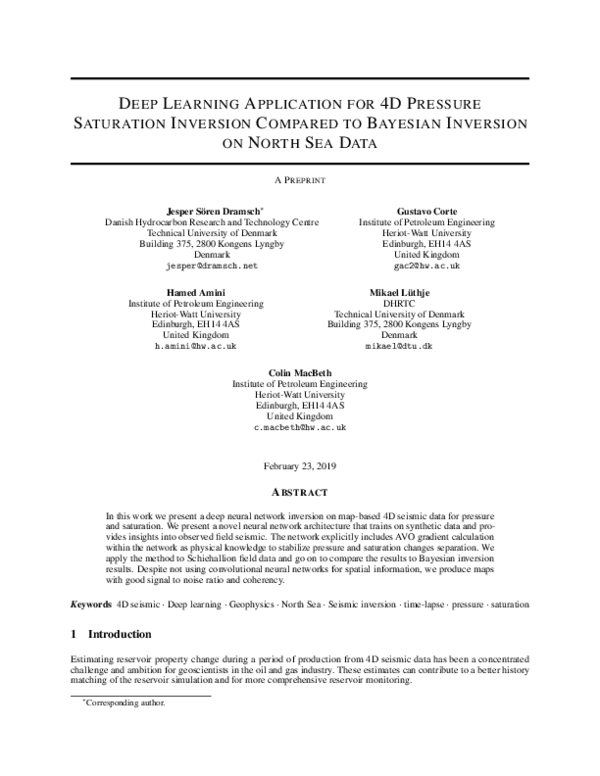 (PDF) Deep Learning Application for 4D Pressure Saturation Inversion Compared to Bayesian ...