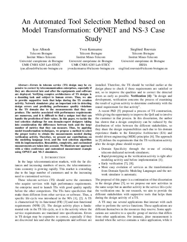 (PDF) An automated tool selection method based on model transformation ...