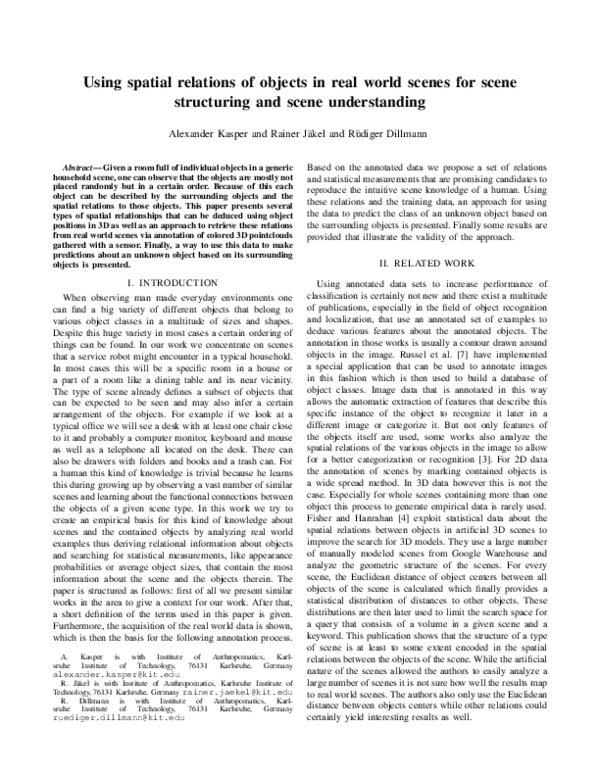 (PDF) Using spatial relations of objects in real world scenes for scene structuring and scene ...