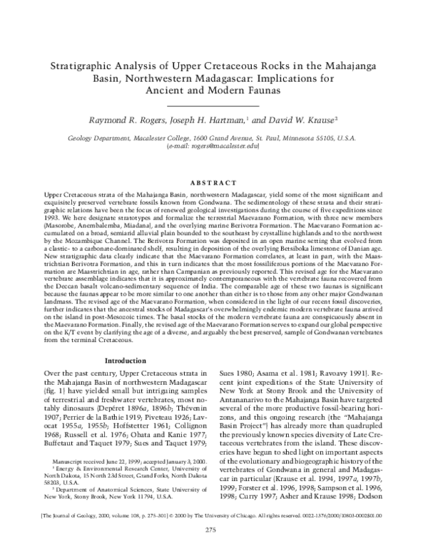 (PDF) Stratigraphic Analysis of Upper Cretaceous Rocks in the Mahajanga ...