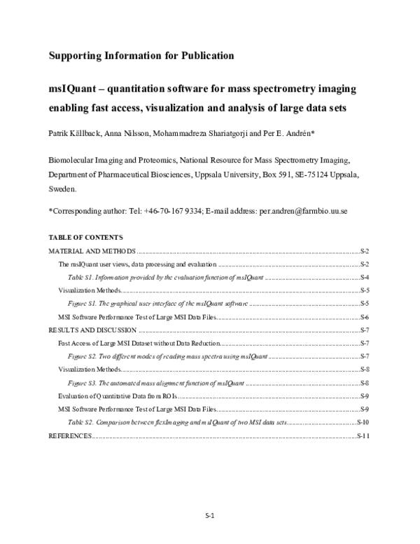 (PDF) msIQuant - Quantitation Software for Mass Spectrometry Imaging ...