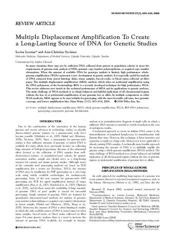 (PDF) Multiple displacement amplification to create a long-lasting ...