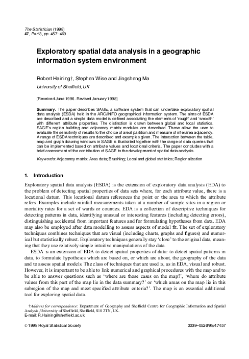 (PDF) Exploratory Spatial Data Analysis