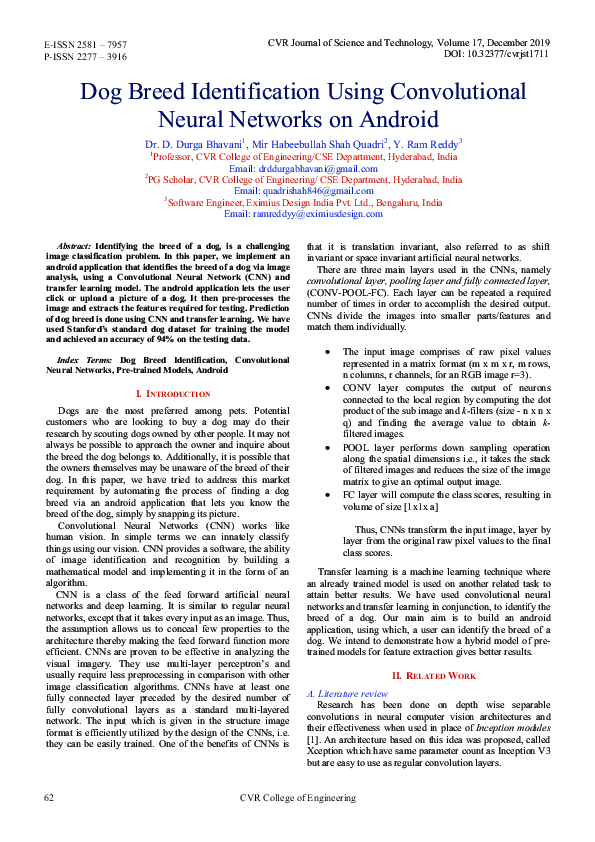 (PDF) Dog Breed Identification Using Convolutional Neural Networks on ...