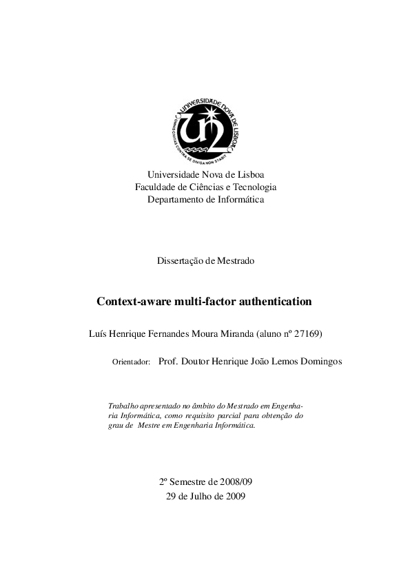 (PDF) Context-aware multi-factor authentication