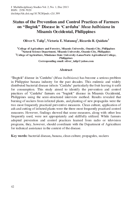 (PDF) Status of the Prevention and Control Practices of Farmers on ...