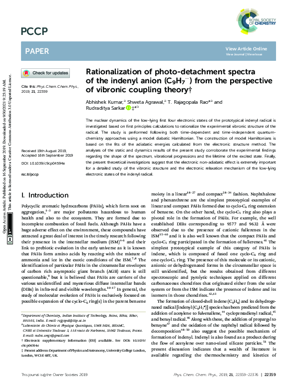 (PDF) Rationalization of photo-detachment spectra of indenyl anion ...