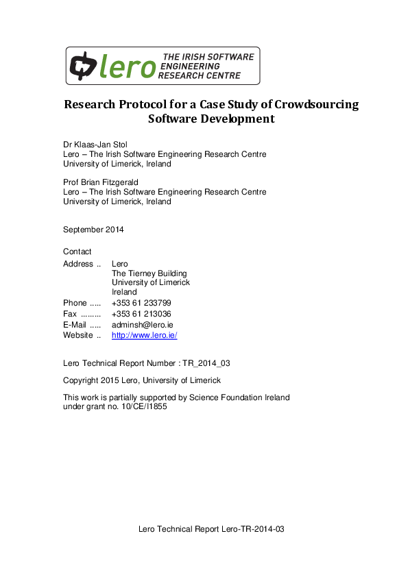 (PDF) Research Protocol for a Case Study of Crowdsourcing Software Development