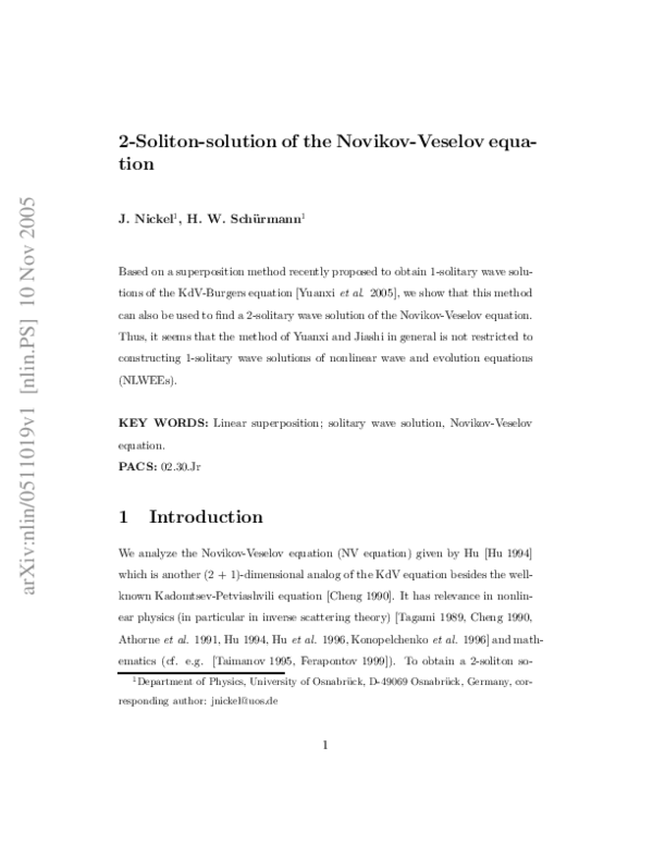 (PDF) 2-Soliton-Solution of the Novikov-Veselov Equation (PDF) 2-Soliton-Solution of the Novikov-Veselov Equation