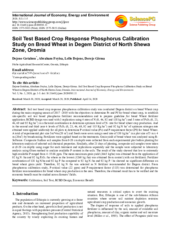(PDF) Soil Test Based Crop Response Phosphorus Calibration Study on ...