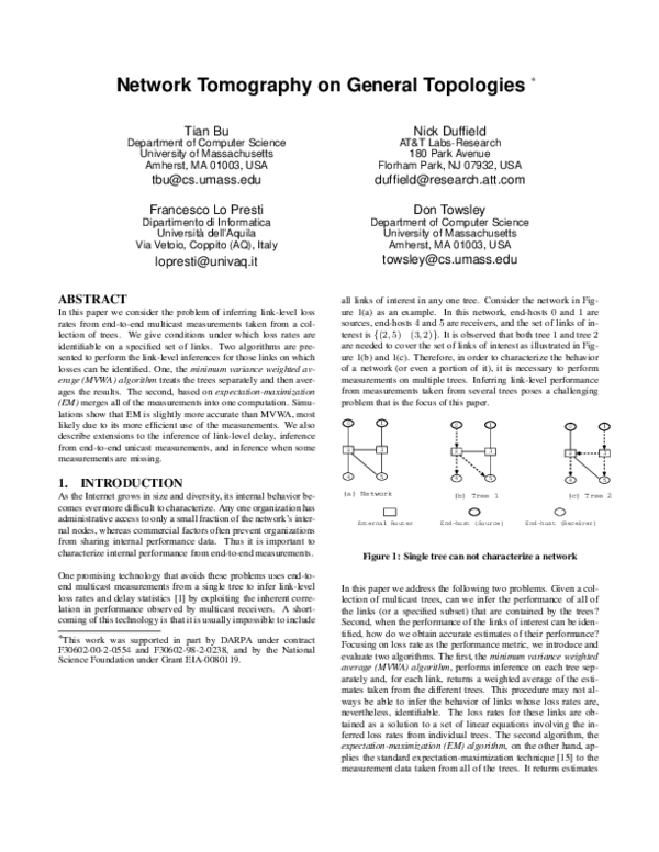 (PDF) Network tomography on general topologies