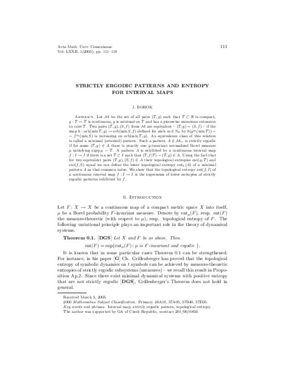 (PDF) Strictly Ergodic Patterns and Entropy for Interval Maps