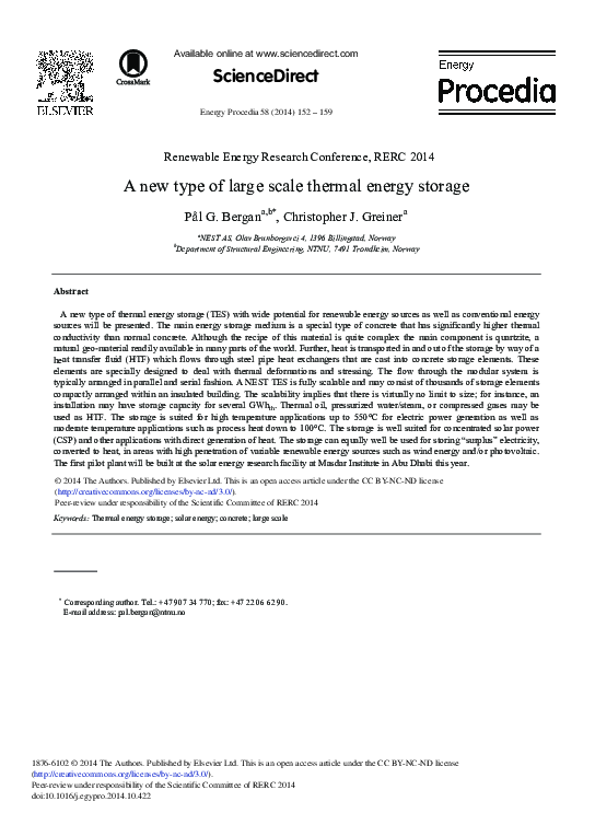 (PDF) A New Type of Large Scale Thermal Energy Storage