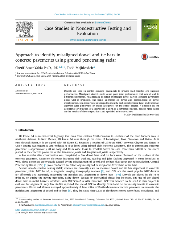 (PDF) Approach to identify misaligned dowel and tie bars in concrete ...
