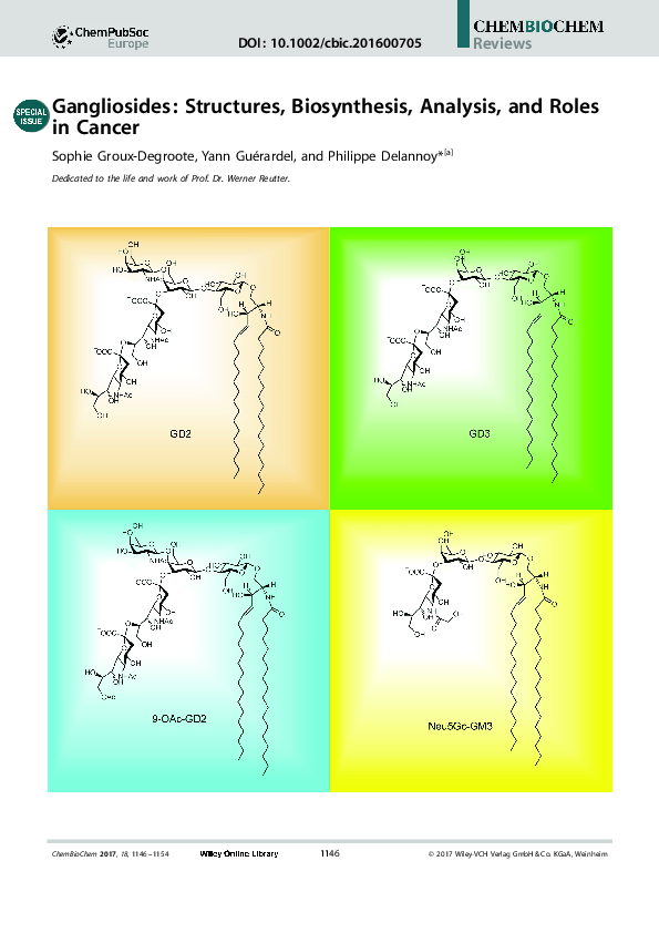(PDF) Gangliosides: structure, biosynthesis, analysis and roles in cancer