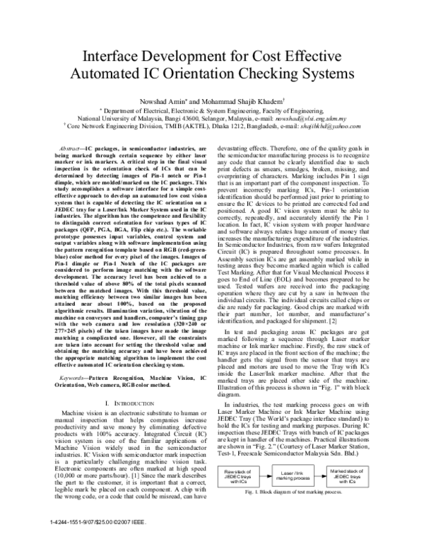 (PDF) Interface development for cost effective automated IC orientation ...