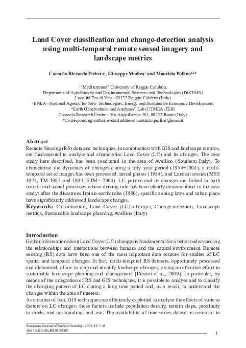 (PDF) Land Cover Classification and Change Detection
