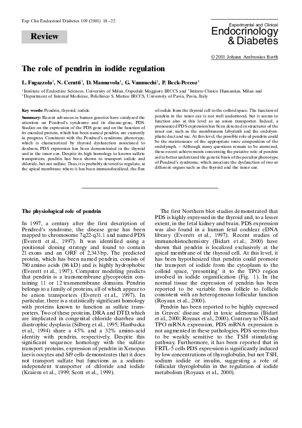 (PDF) The role of pendrin in iodide regulation