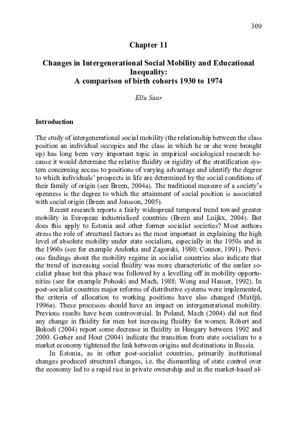 (PDF) Changes in Intergenerational Social Mobility and Educational ...