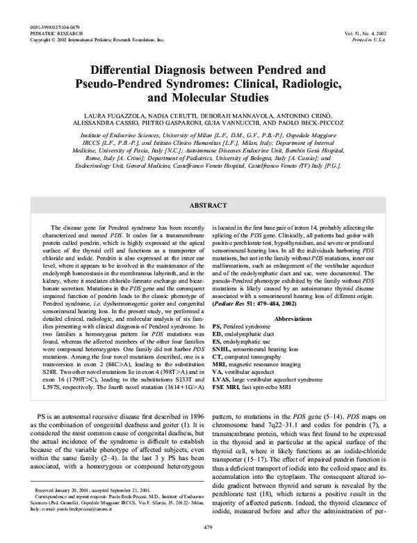 (PDF) Differential Diagnosis between Pendred and Pseudo-Pendred ...