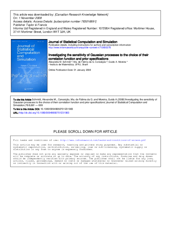 (PDF) Investigating the sensitivity of Gaussian processes to the choice ...