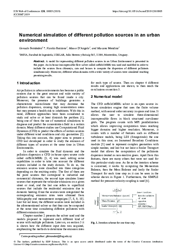 Pdf Numerical Simulation Of Different Pollution Sources In An Urban Environment