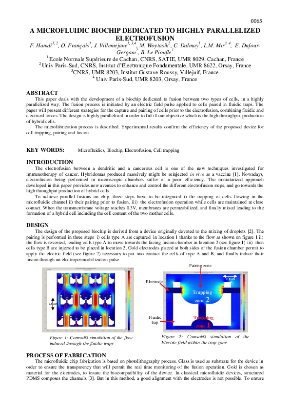 (PDF) A Microfluidic Biochip Dedicated to Highly Parallelized Electrofusion