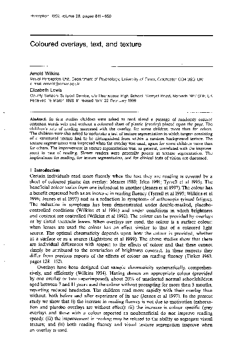 (PDF) Coloured Overlays, Text, and Texture