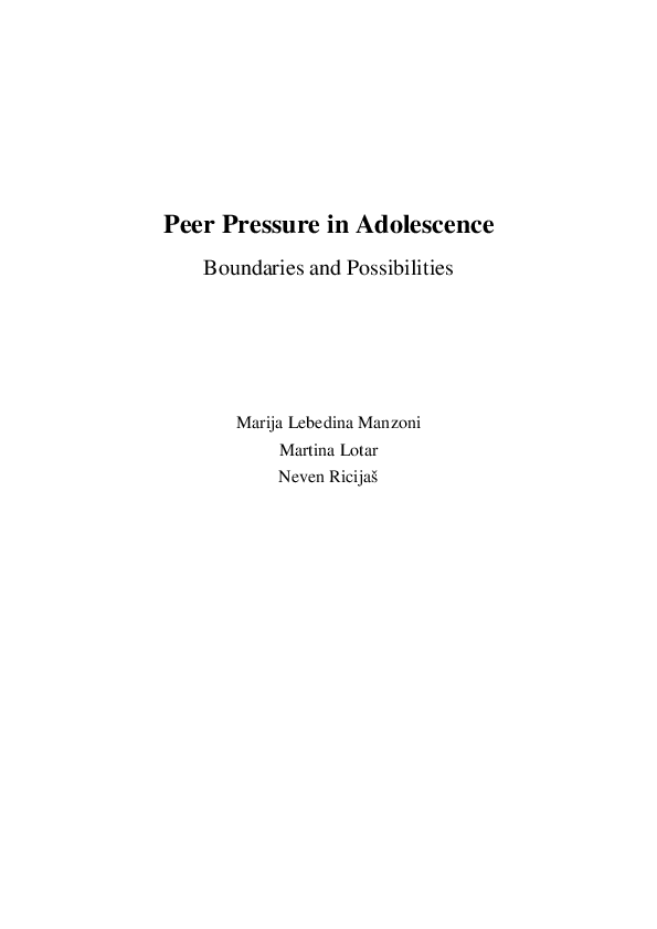 (PDF) PEER PRESSURE IN ADOLESCENCE - Boundaries and Possibilities