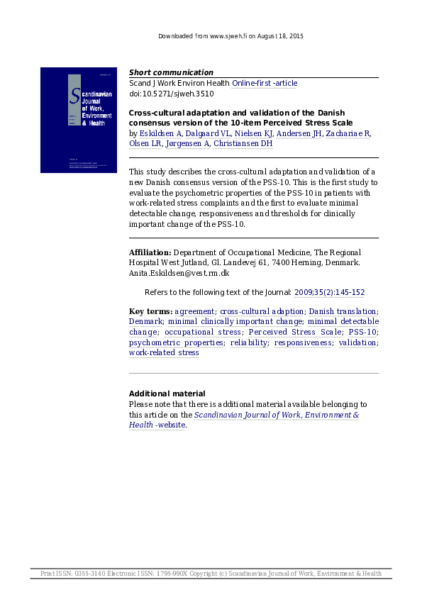 Pdf Cross Cultural Adaptation And Validation Of The Danish Consensus