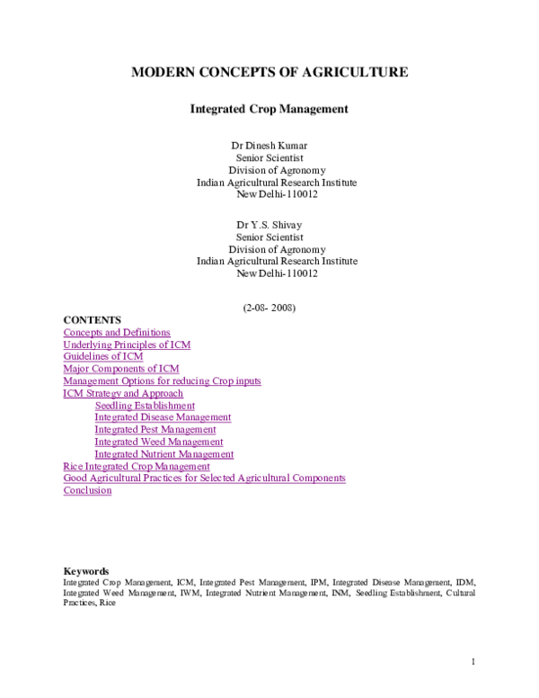 (PDF) Integrated Crop Management