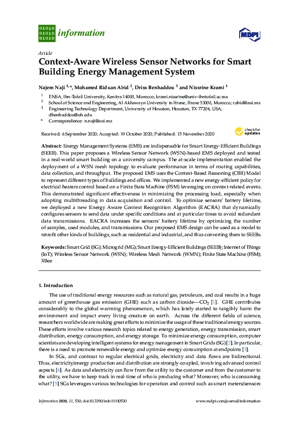 (PDF) Context-Aware Wireless Sensor Networks for Smart Building Energy ...