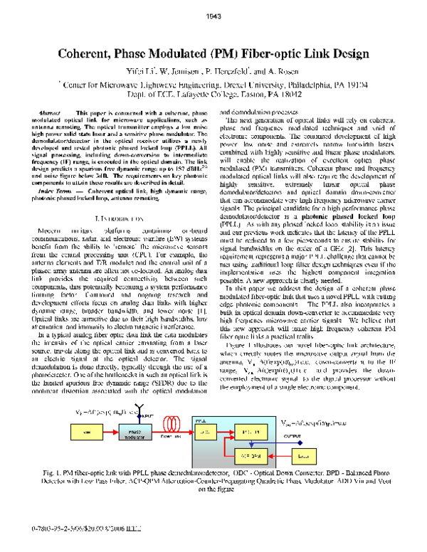 (PDF) Coherent, Phase Modulated (PM) Fiber-optic Link Design