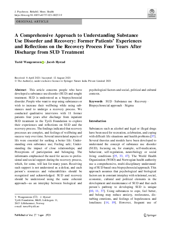 (PDF) A Comprehensive Approach to Understanding Substance Use Disorder ...
