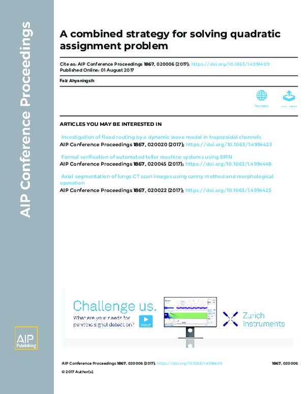 (PDF) A combined strategy for solving quadratic assignment problem