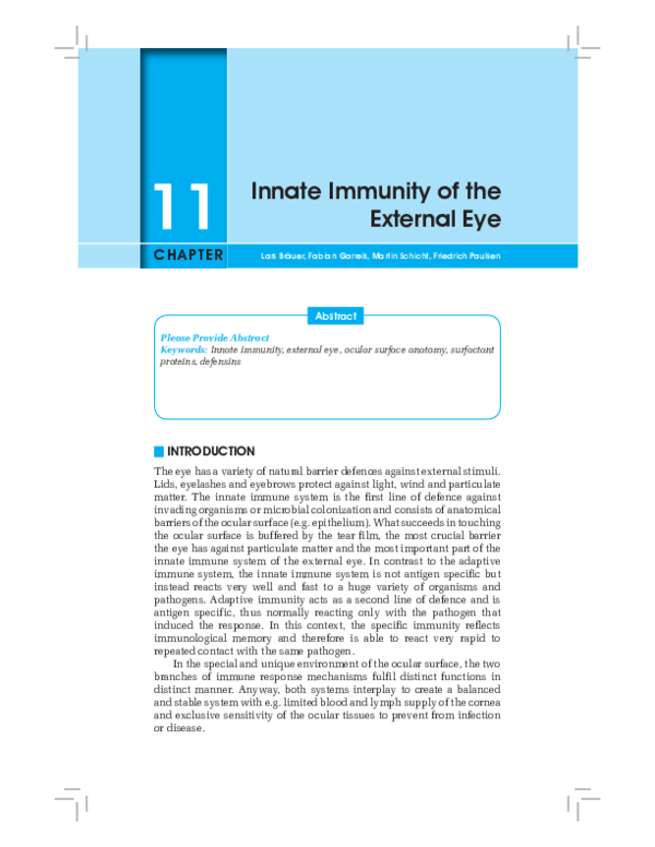 (PDF) Innate Immunity and the Eye: Innate Immunity of the External Eye