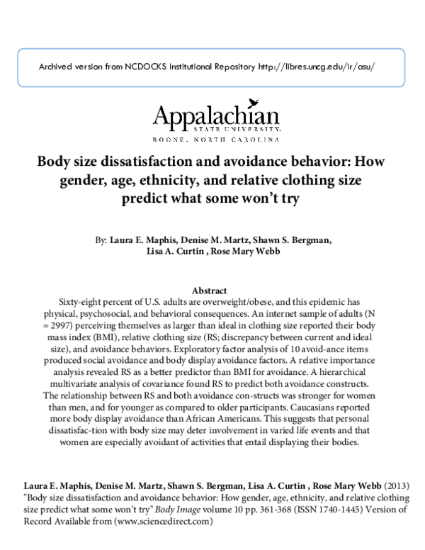 (PDF) Testing the norm to fat talk for women of varying size: What's ...