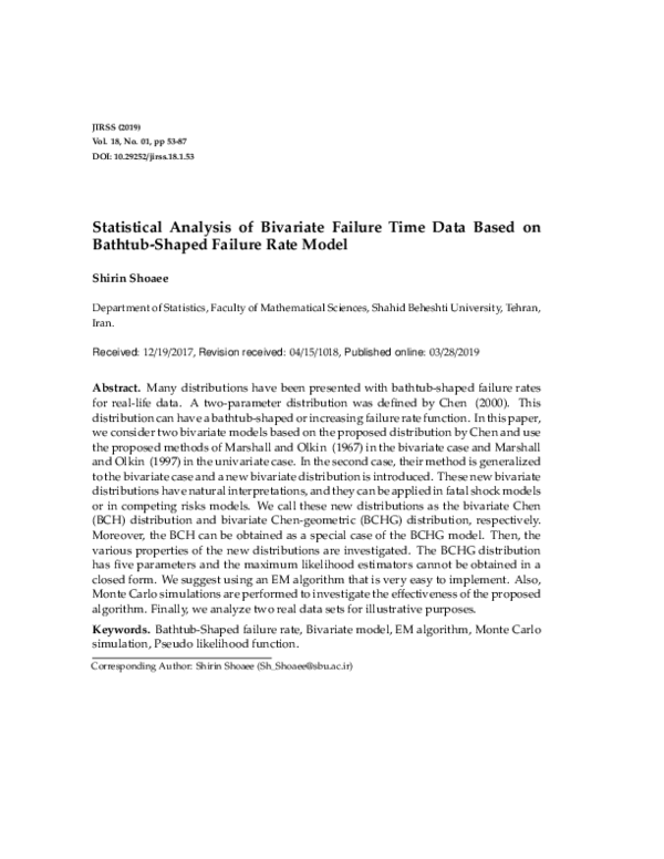 (PDF) Statistical Analysis of Bivariate Failure Time Data based on Bathtub-shaped Failure Rate ...
