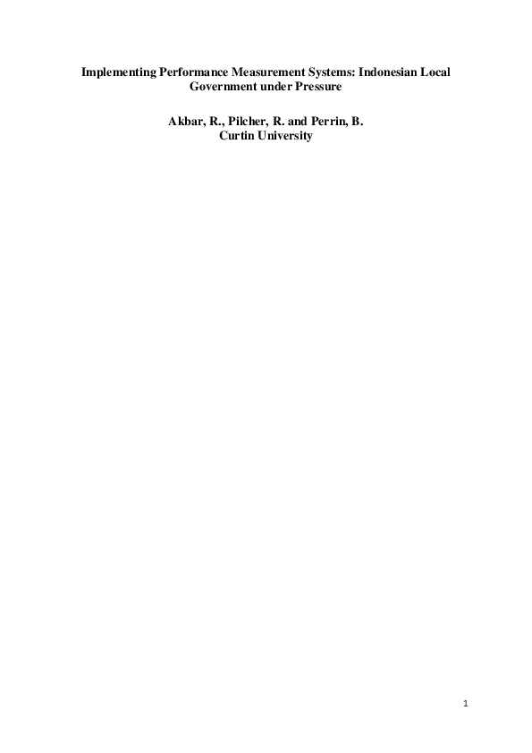 (PDF) Implementing performance measurement systems