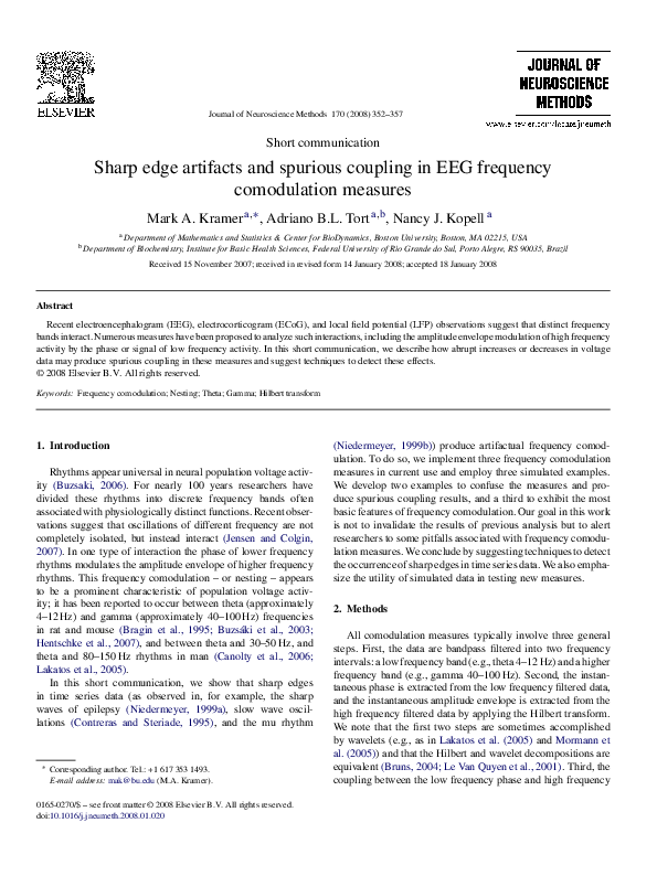 (PDF) Sharp edge artifacts and spurious coupling in EEG frequency ...