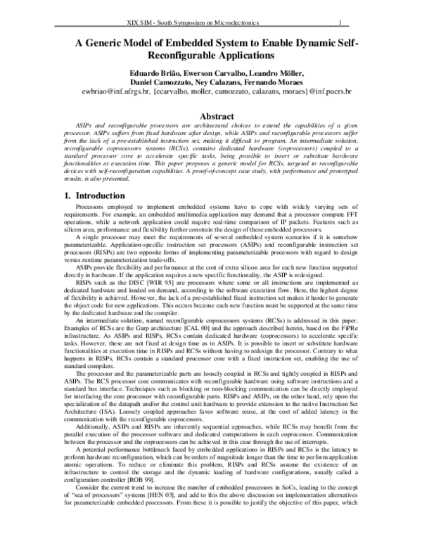 Pdf A Generic Model Of Embedded System To Enable Dynamic Self